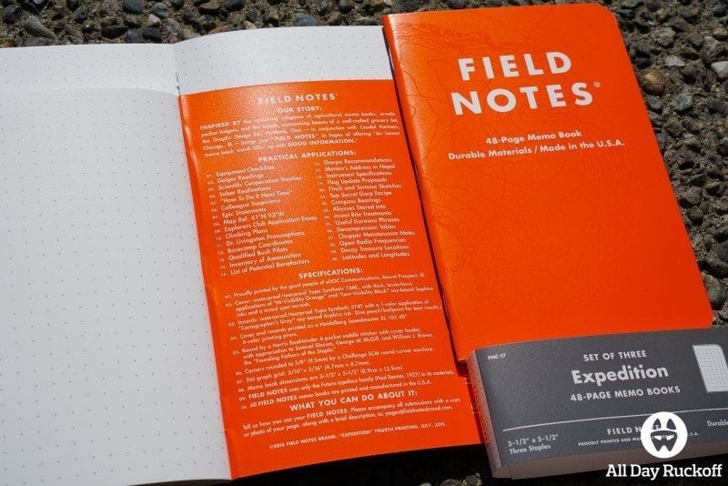 Field Notes Expedition (3 Pack) Notebooks - All Day Ruckoff